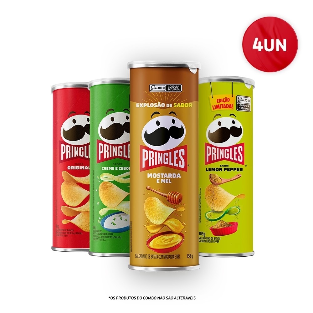 Combo Batata Frita Pringles® Sabores Sortido 4 Unidades | Shopee Brasil