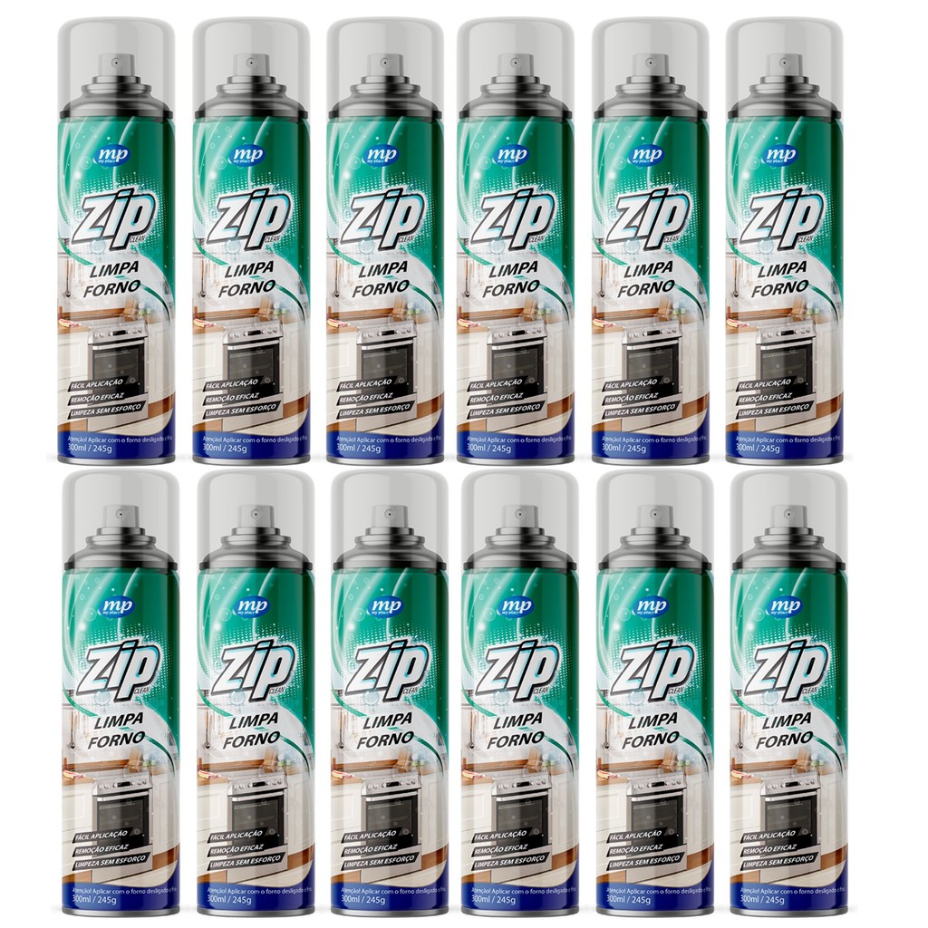 Kit 12 Limpa Forno Remove Gordura Zip Clean 300Ml - My Place | Shopee ...