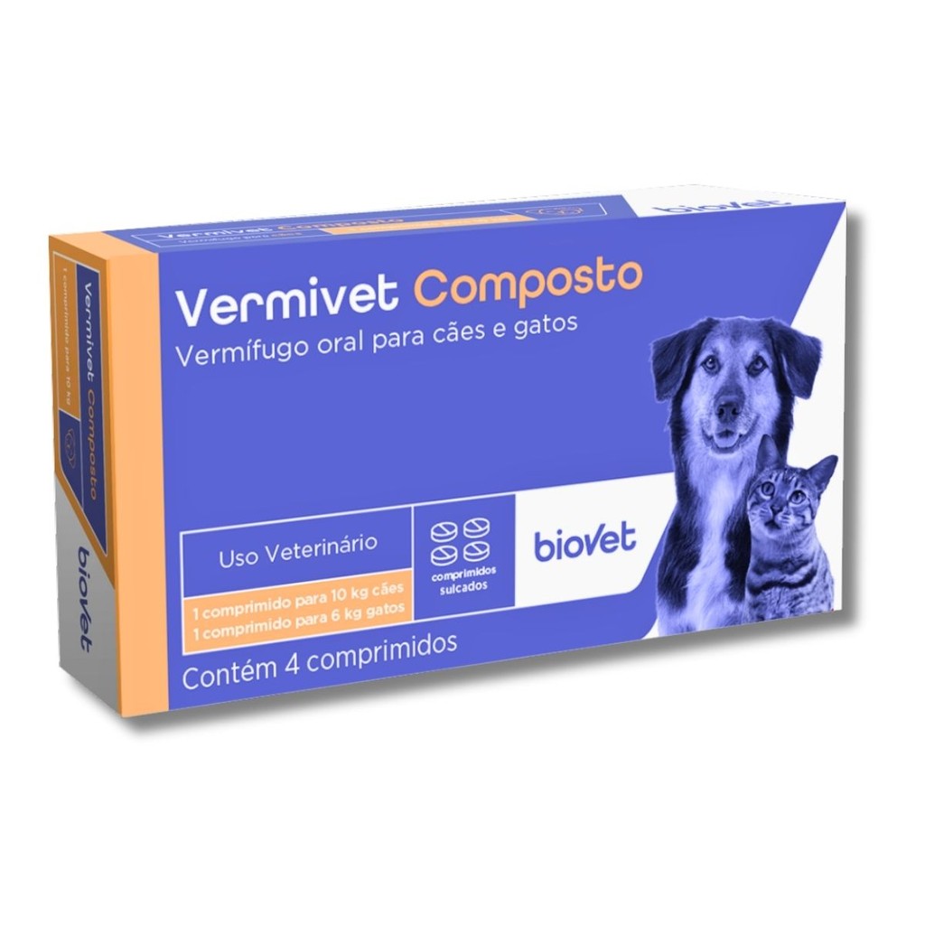 Vermífugo Vermivet Composto 4 Comprimidos 600mg Cada Biovet | Shopee Brasil