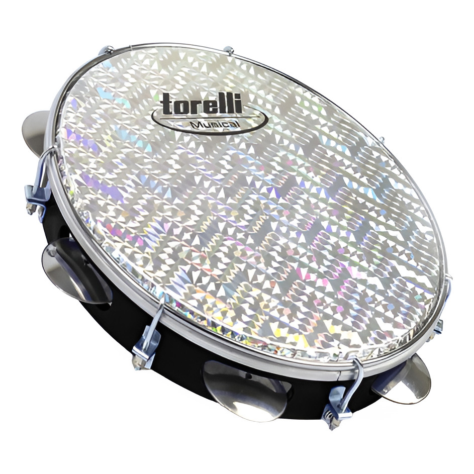 Pandeiro Preto Injetado Abs Pele Holográfica Torelli Tp308 | Shopee Brasil