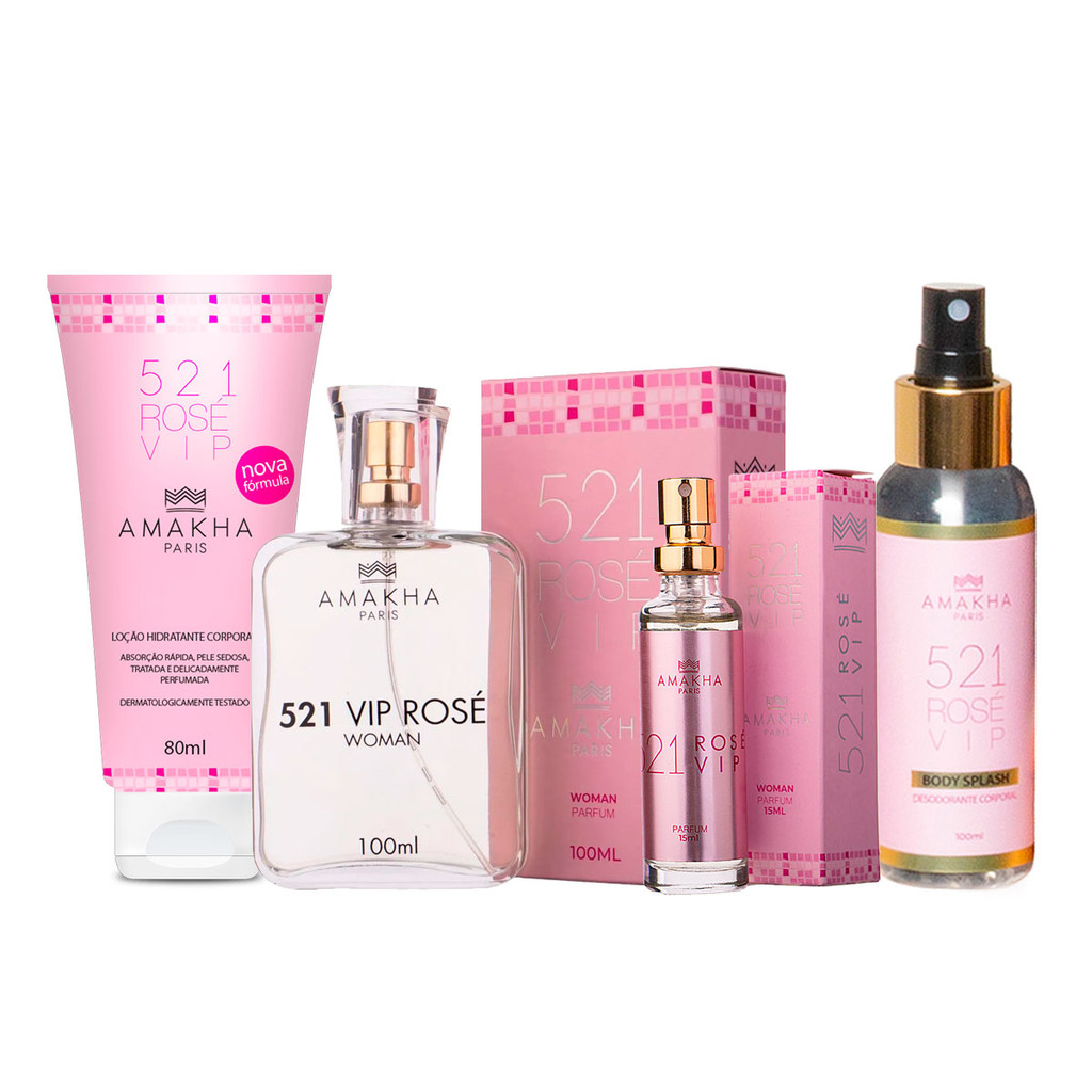 Kit 521 Vip Rosé Completo – Perfumes 15ml e 100ml + Hidratante + Body ...
