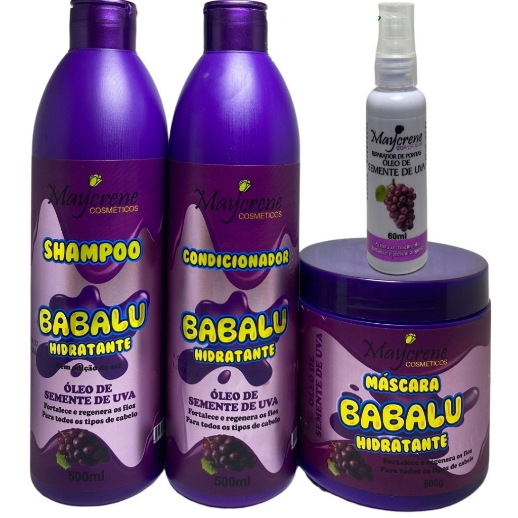 Kit Babalu Uva 500ml Maycrene - Shampoo + Condicionador + Máscara ...