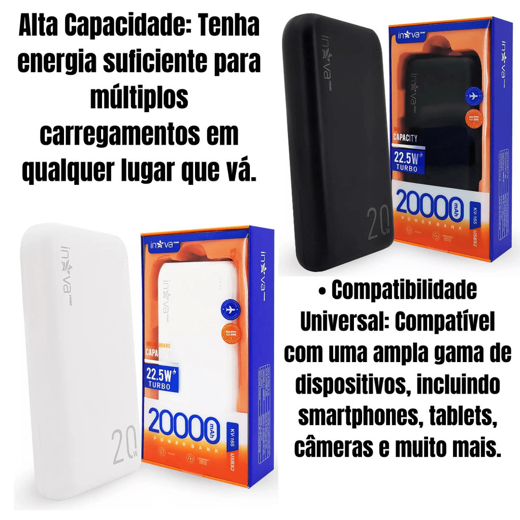 Carregador portátil turbo power bank 20000mah | Shopee Brasil