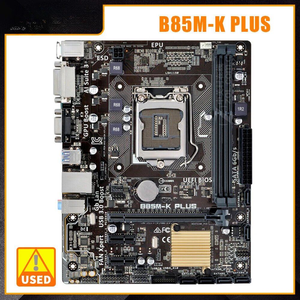 Para-HI ~ Esta É Usada Placa-Mãe B85M-K PLUS Intel B85 DDR3 LGA 1150 Micro ATX | Shopee Brasil
