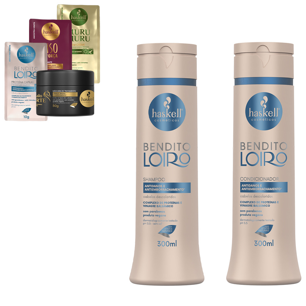 Kit Bendito Loiro Shampoo Condicionador 300ml Haskell | Shopee Brasil