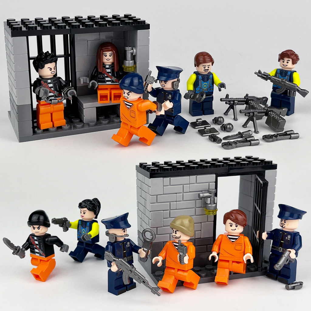 Compatível com Lego Prison Mark Pequena Prisão Polícia SWAT Prisioneiro ...