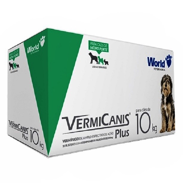 VermiCanis Plus 800Mg - Vermífugo Cães 10kg Caixa c/ 10 Cartelas de 4 ...
