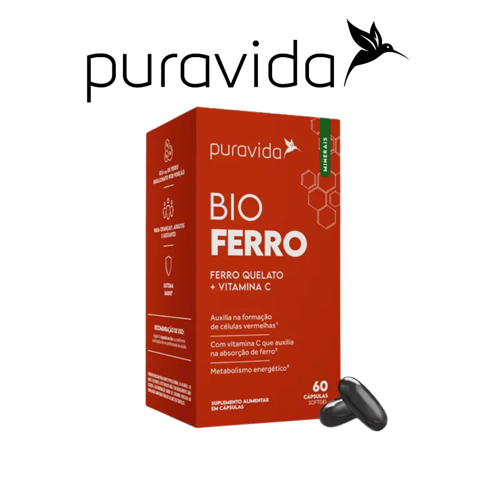 BIO FERRO QUELATO 60 CPS + BIO VIT C LIPOSSOMAL PURA VIDA | Shopee Brasil