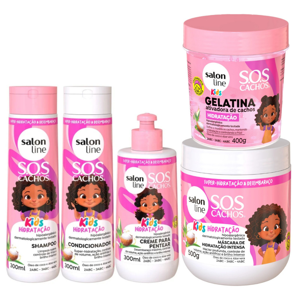 Salon Line Kids SOS Cachos Kit ( 5 Produtos ) | Shopee Brasil
