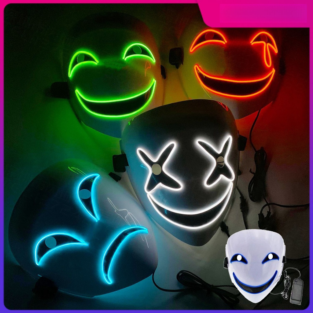 Led Light Mask Cosplay Japanese Cartoon Neon Light Samurai Mascara ...