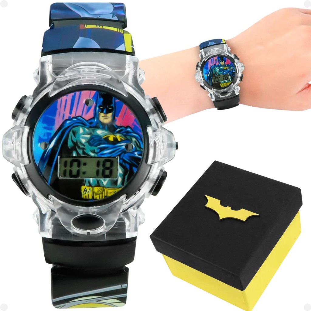 relogio batman infantil digital preto silicone led + caixa esportivo ...