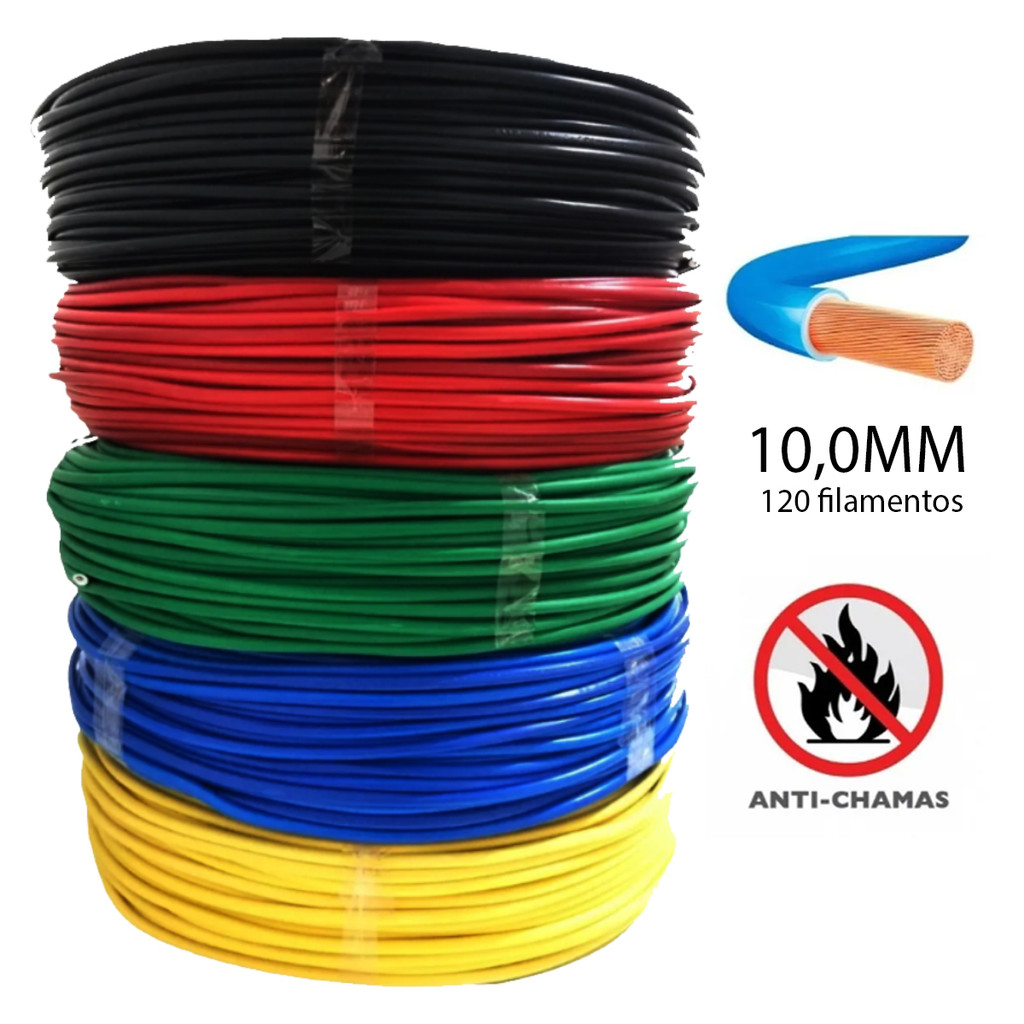 Fio Eletrico Flexivel 10,0mm Com 100 Metros Cabo Elétrico | Shopee Brasil