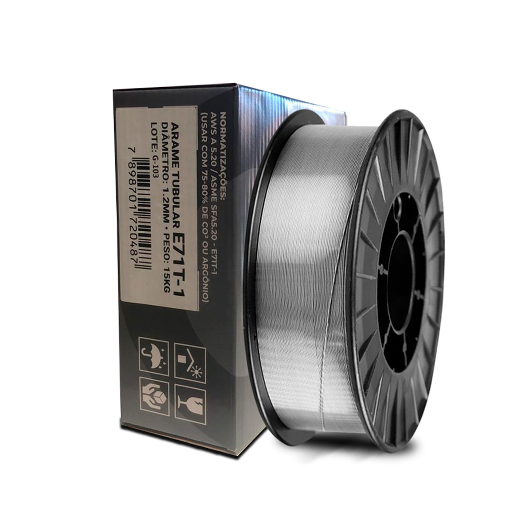 Arame de Solda Tubular de 1.2mm MIG Rolo de 15kg E71T-1 1 /AWS | Shopee ...