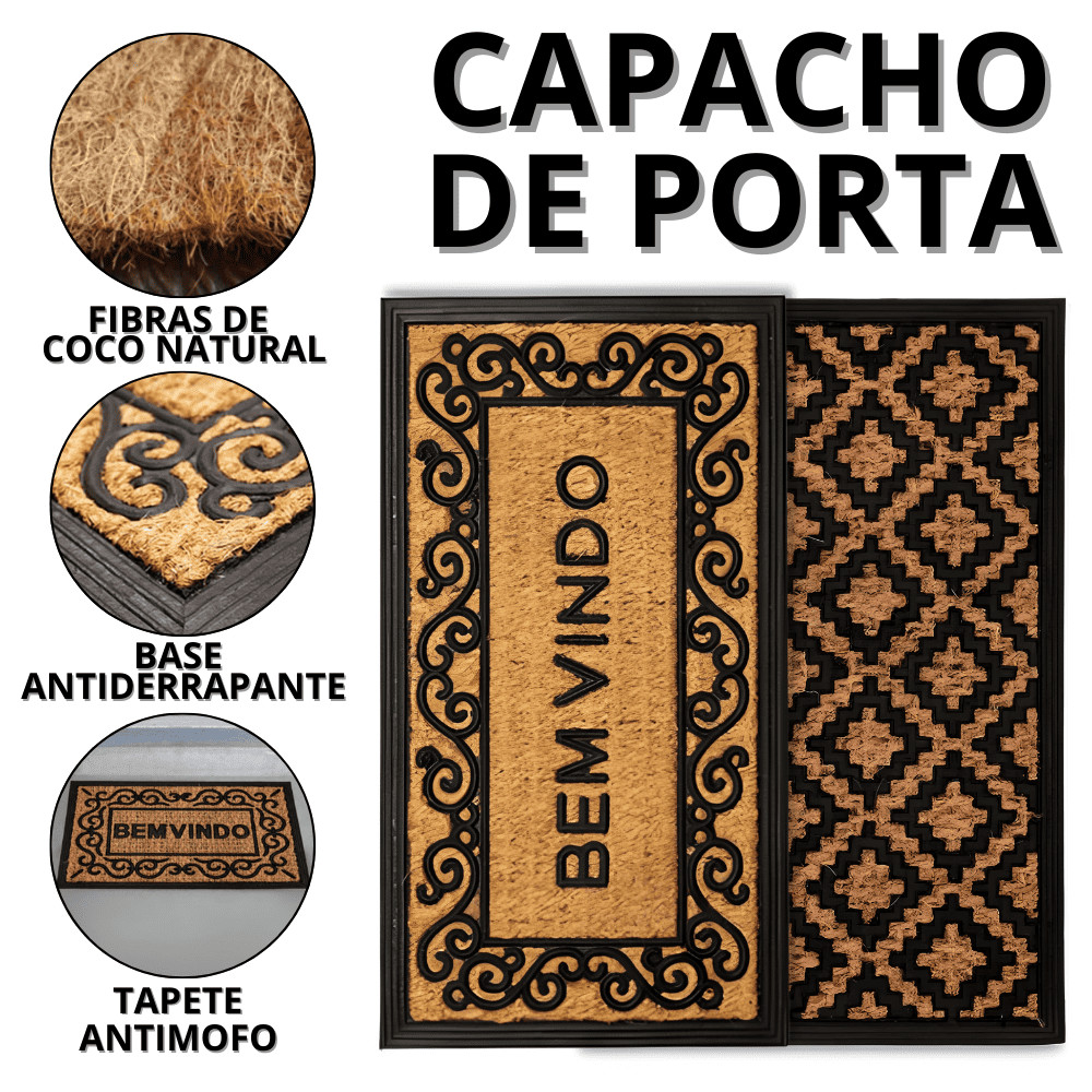 Capacho De Porta Fibra De Coco Tapete Entrada Casa Antiderrapante ...