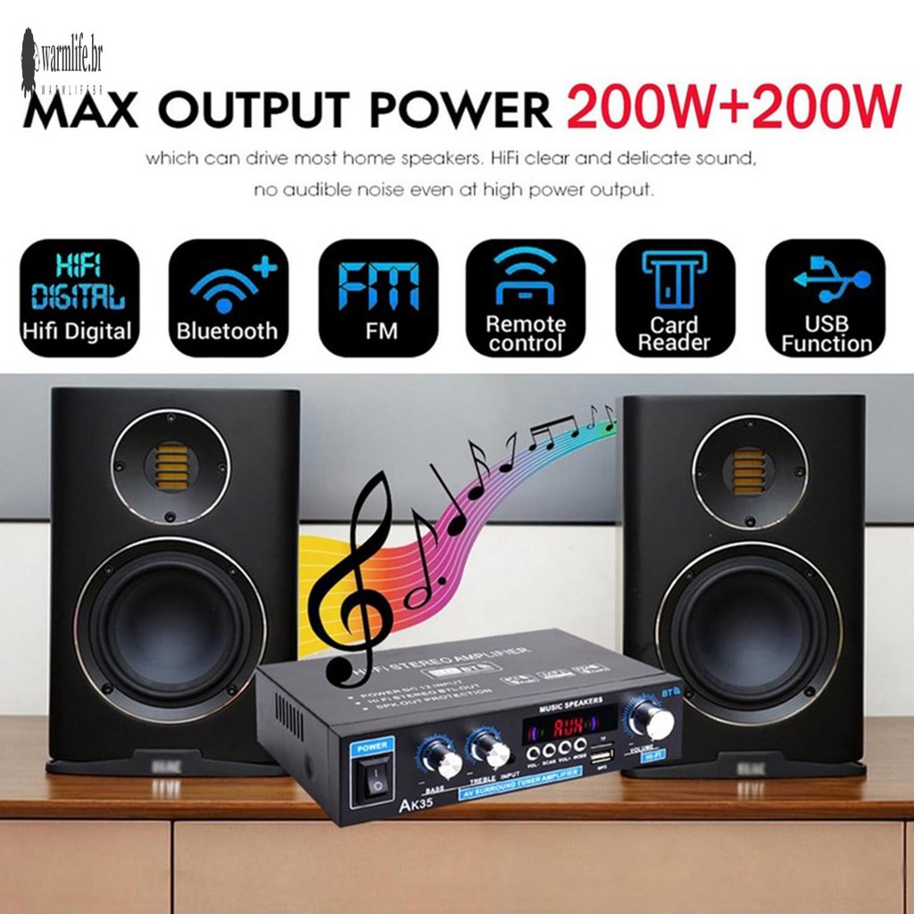 Amplificador De Potência Estéreo Compatível Com Bluetooth , Receptor De Som De Canal Duplo Para ...