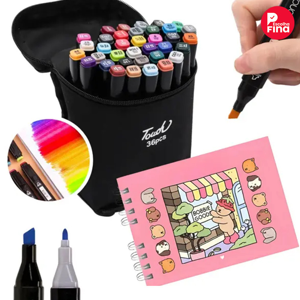 Kit Marcadores Brush Pen Acrílica Andi Store: Conjunto com Livro de ...