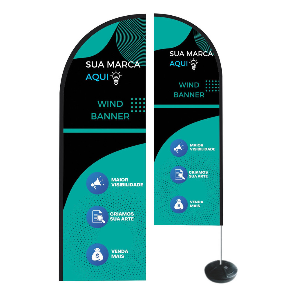 Wind Banners Personalizado Kit Com 5 Bandeira Haste E Base | Shopee Brasil