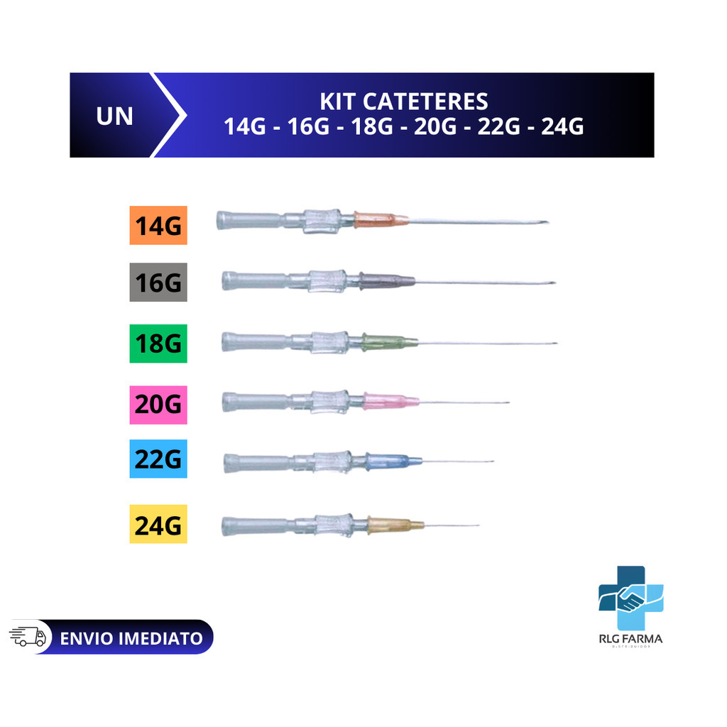 Kit Cateter Intravenoso Jelco Piercing 14 16 18 20 22 24G | Shopee Brasil