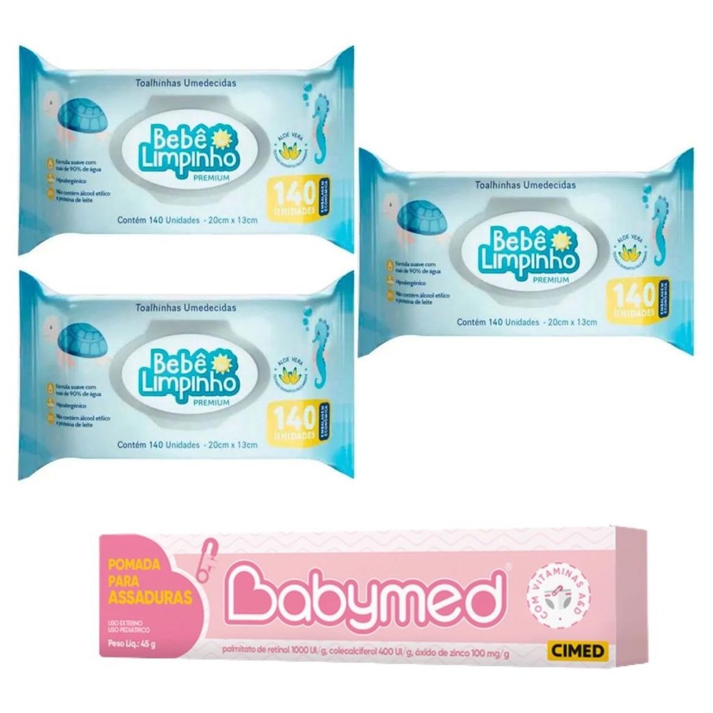 Kit 3 Pacotes de Lenço Umedecido Bebe Limpinho 140 Unidades + Leve 1 ...