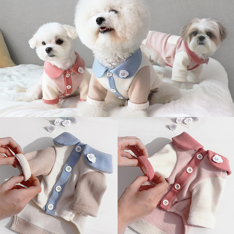Roupas Azuis Rosa Cachorro Teddy Yorkshire Pet Costume POLO Listrado ...