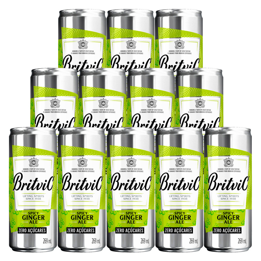 Refrigerante de Gengibre Britvic Ginger Ale Zero 269ml 12un | Shopee Brasil