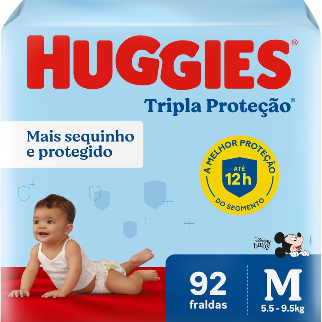 Fralda Huggies Tripla Proteção Hiper - Tamanho M - Com 92 Unidades ...