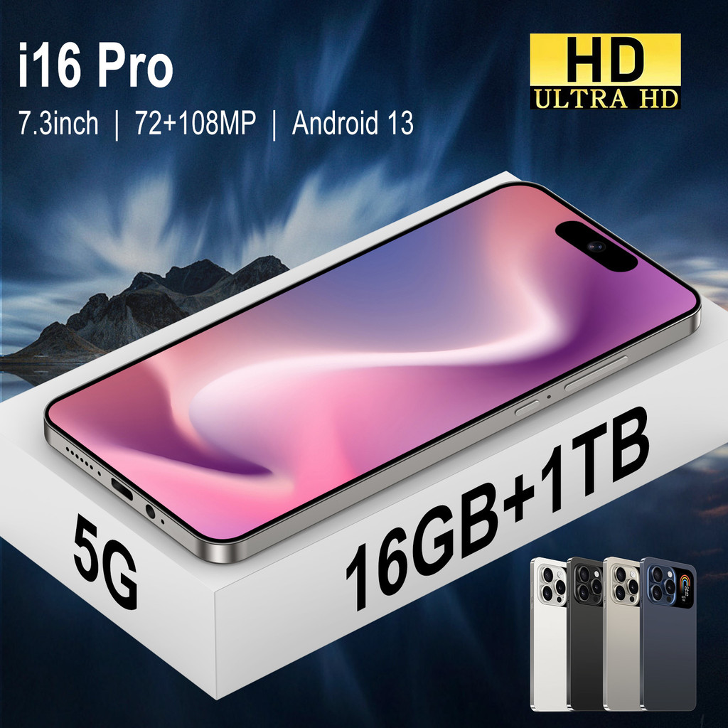 2024 Novo I16 Pro Max 7.3 Polegadas HD SmartPhone Android 14 16GB + 1T 5G Cartão Sim Duplo ...