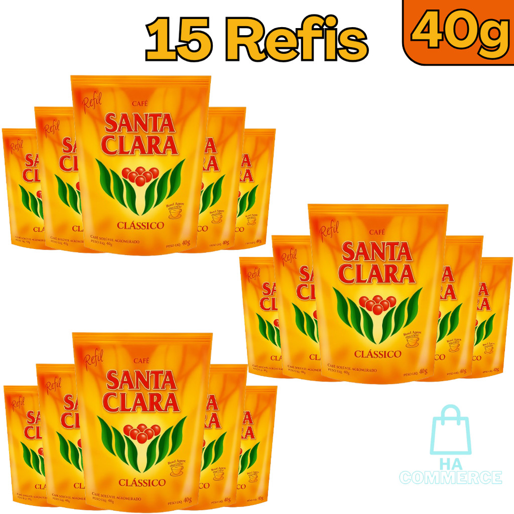 Kit 5 Unidades Café Pacote Granulado Solúvel Santa Clara Clássico 40g Sachê Em Pó Tradicional ...