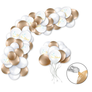 Kit Balão Bexiga Batizado Balões Bexigas Branco e Dourado Decoração ...