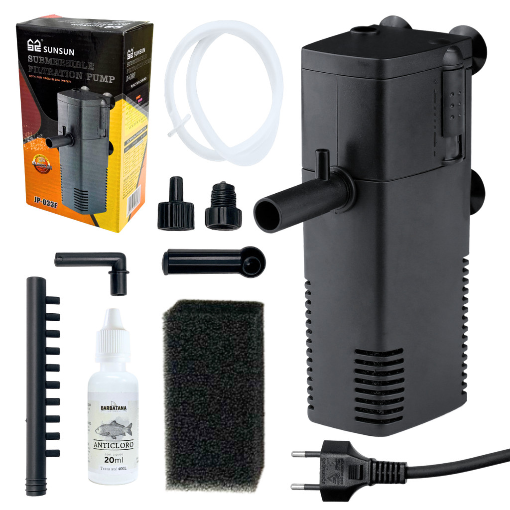 Filtro Interno Sunsun JP-033F 110V 600lh com oxigenador + Anticloro 20ml Brinde | Shopee Brasil