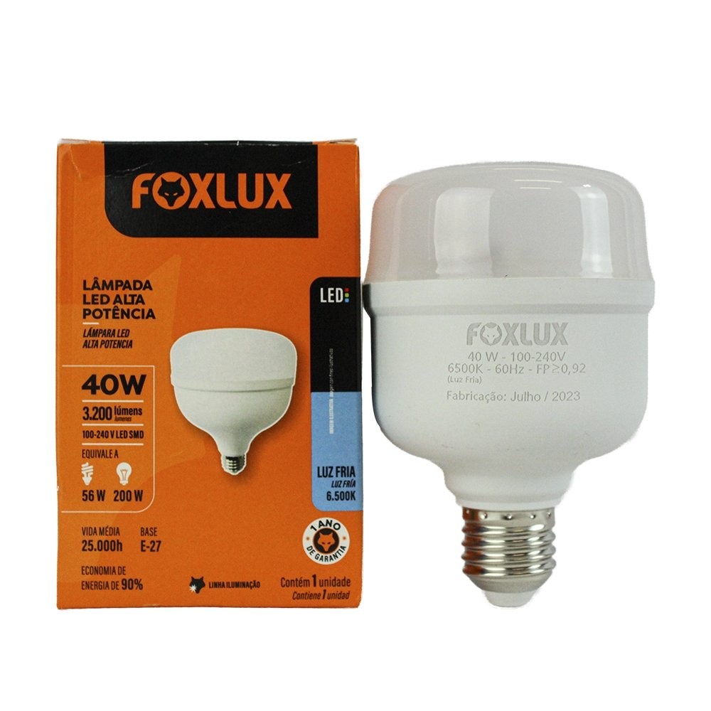 Lâmpada Led Foxlux Alta Potência 40W 6,5K E-27 | Shopee Brasil