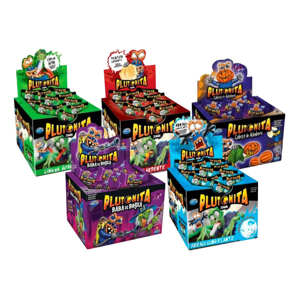 Chiclete Plutonita Cabeça de Abobora, Baba de Bruxa, Zumbi Arcor (6 ...