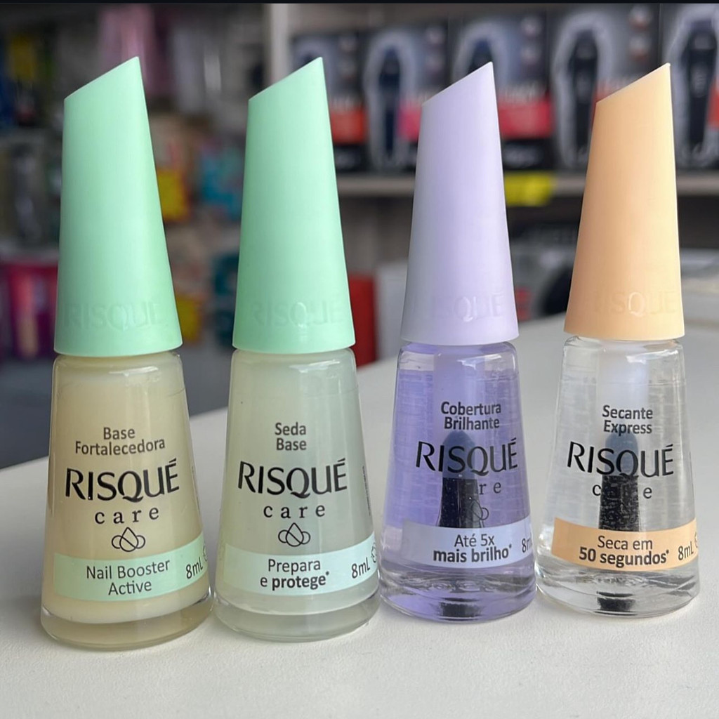 Kit 4 Esmalte Tratamento Risque Care, Cobertura Brilhante , Secante ...