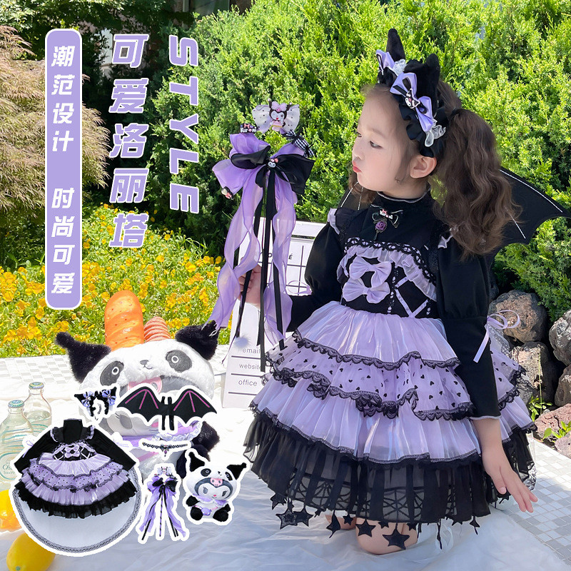 Kuromi vestido 2024 outono menina Lolita vestido de princesa Halloween ...