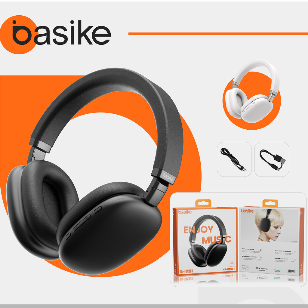 Basike Fone De Ouvido Bluetooth Estéreo Sem Fio 5.0 Hifi Dobrável ...