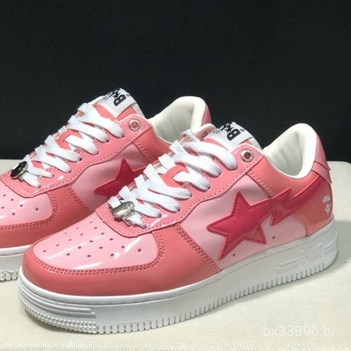 Bape Sta Ape-Homem Low-Cut Cabeça Moda Sneakers Homens Mulheres Rosa ...
