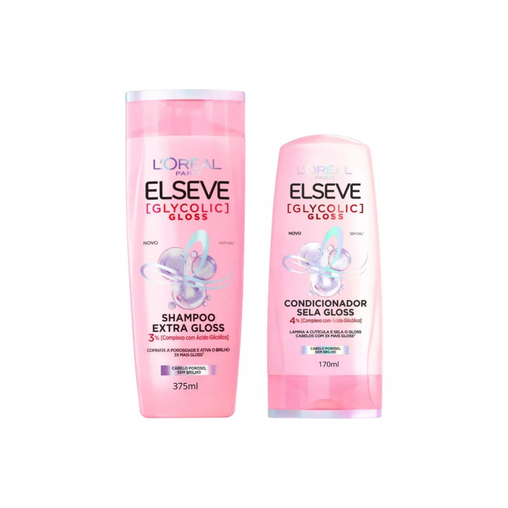 Kit Shampoo 375ml E Condicionador 170ml Elseve Glycolic | Shopee Brasil