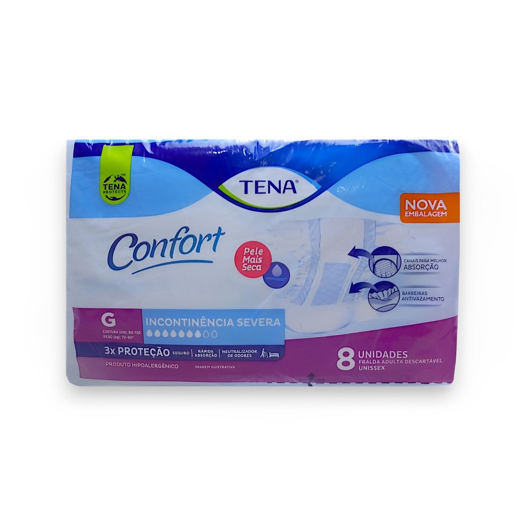 Fralda Geriátrica Tena Confort G - 8 Unidades | Shopee Brasil