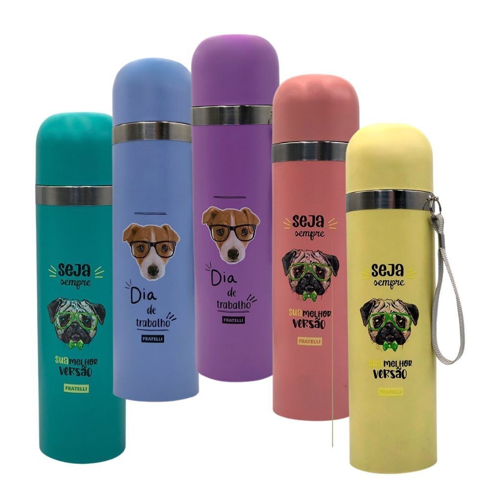 Garrafa Color Estampa Pet Inox | Shopee Brasil