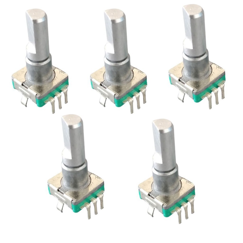 5x Potenciômetro Rotativo 5 pinos Encoder EC11 c/ click 20mm - Corre ...