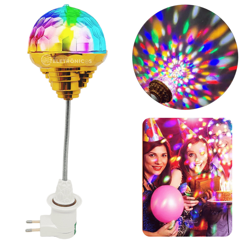 Lâmpada LED Globo Colorido Rotativo Giratória Festa Boate Bar Alta ...