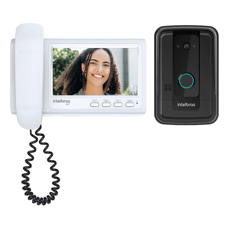Vídeo Porteiro Residencial tela 7 polegadas IVR 7 Intelbras bivolt com monofone | Shopee Brasil