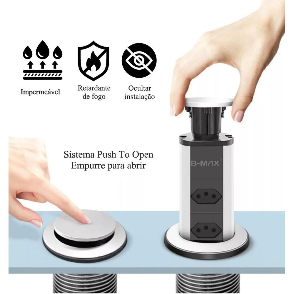 Torre De Tomada Para Bancada Embutir Retrátil Com 2 Tomadas - OI-VIDA ...