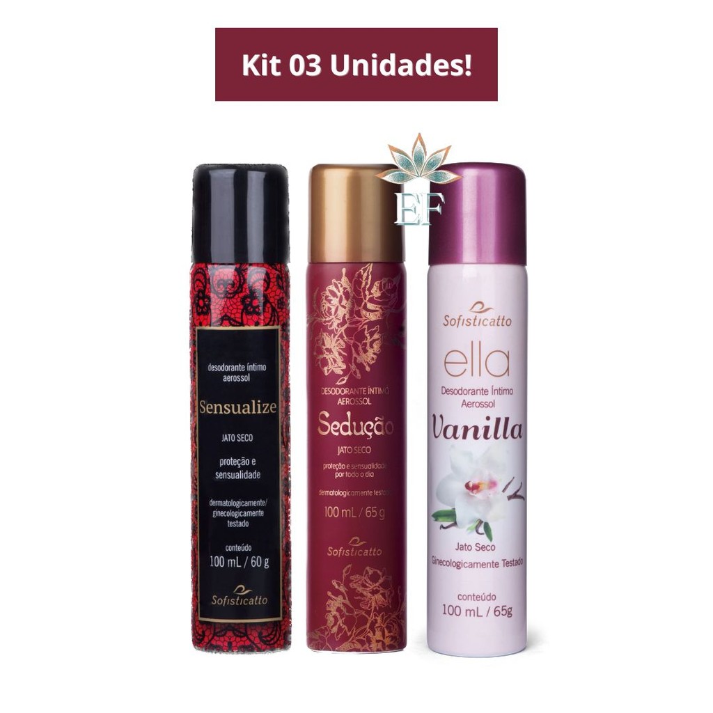 Kit 3 Desodorantes Íntimos (Sensualize, Sedução, Ella Vanilla ...