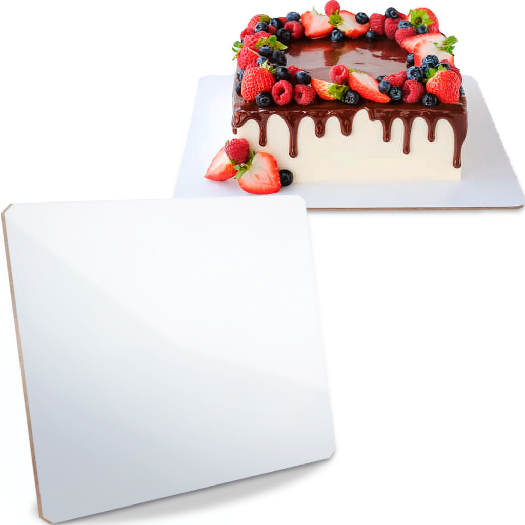 Cake Board 20x20cm MDF 3mm Quadrado 10 Un Base Para Bolo Confeitaria ...