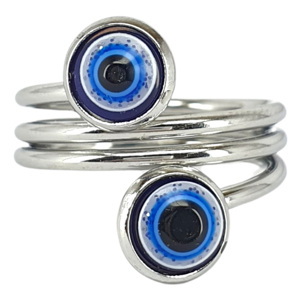 Anel Olho Grego Proteção Tira Inveja Espiritual Banhado a Ouro 18k Aço ...