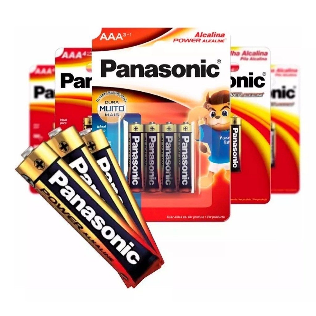 Kit 48 Pilhas Alcalina Panasonic AAA +4 Melhor durabilidade e ...