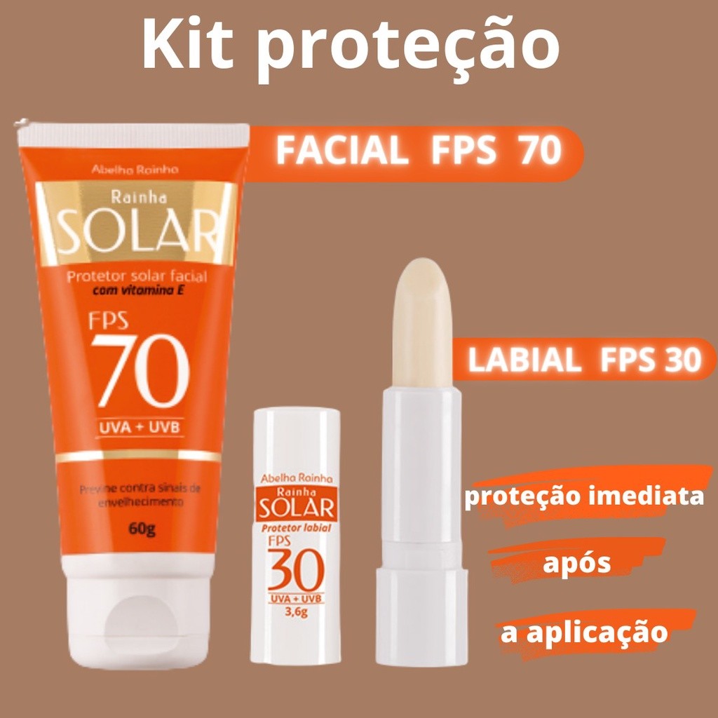 Rainha Solar 02 com Protetor Solar Facial FPS 70 e Protetor Solar ...