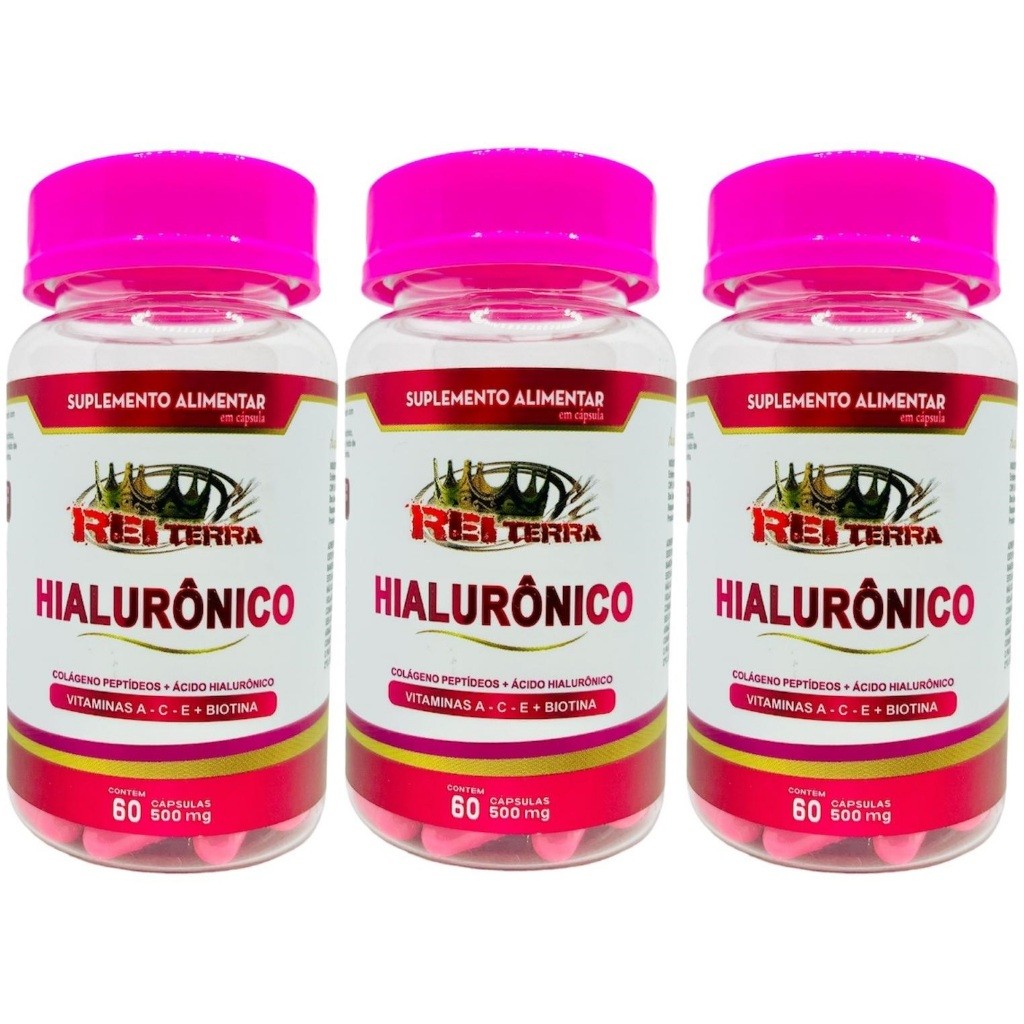 Kit 3 Ácido Hialurônico 180 Cápsulas - Rei Terra | Shopee Brasil