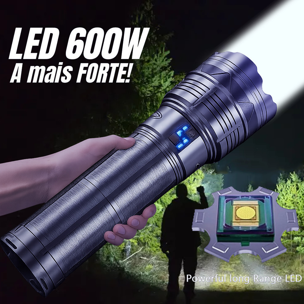 Lanterna Led Tática Grande Super Forte ajuste focal laser Potente Ultra ...